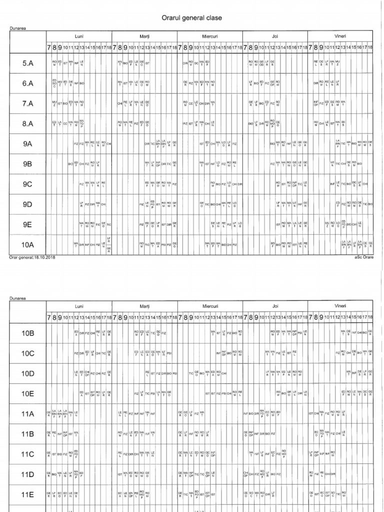 Orar Elevi 2018 19 | PDF