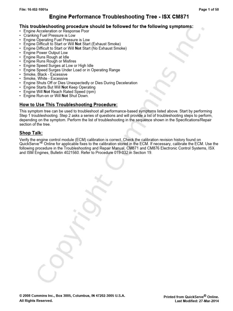 Troubleshooting Engine Pige 50 | PDF