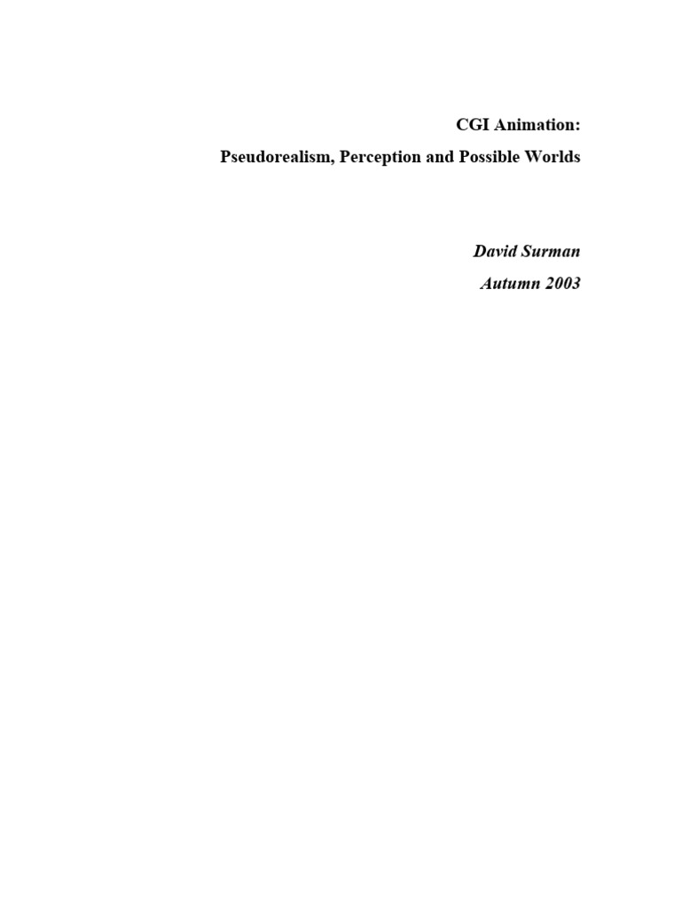 CGI Animation Pseudorealism Perception A | PDF