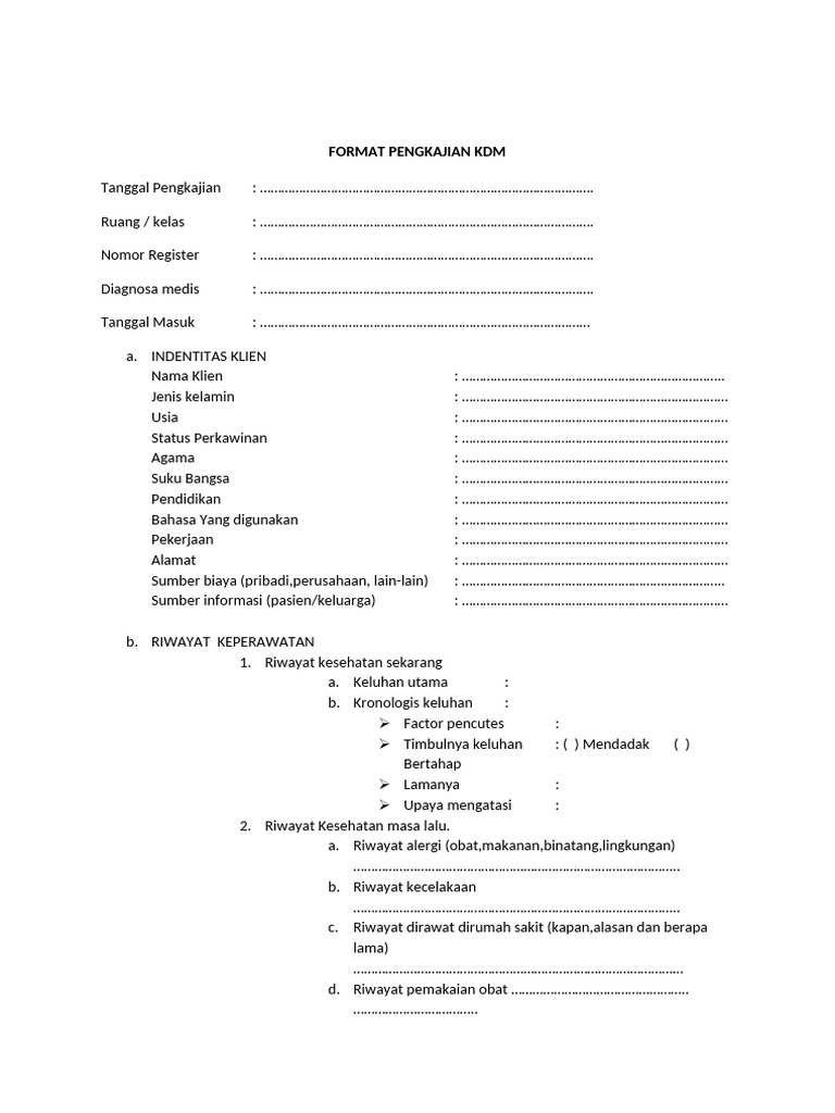 Format Pengkajian KDM | PDF