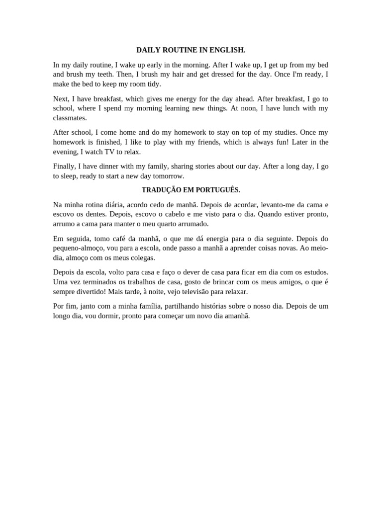 Daily Routine in English | PDF