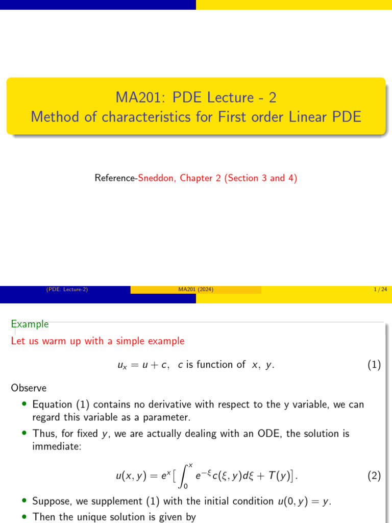MA201 2024 PDE Lecture Slides Lec2 | PDF