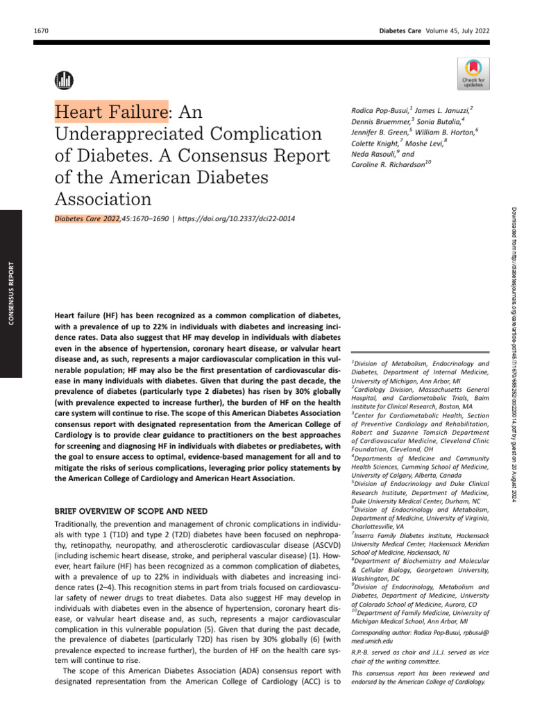 0 2022 Heart Failure An Underappreciated Complication of DM. A ...