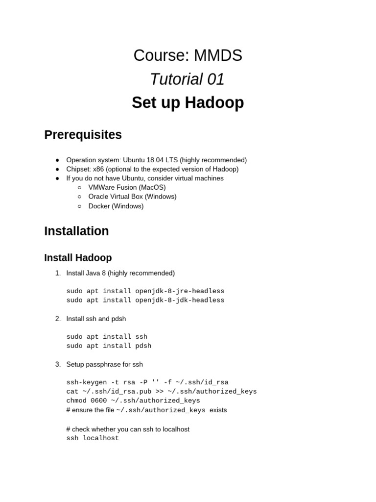 Tutorial 01 Hadoop | PDF