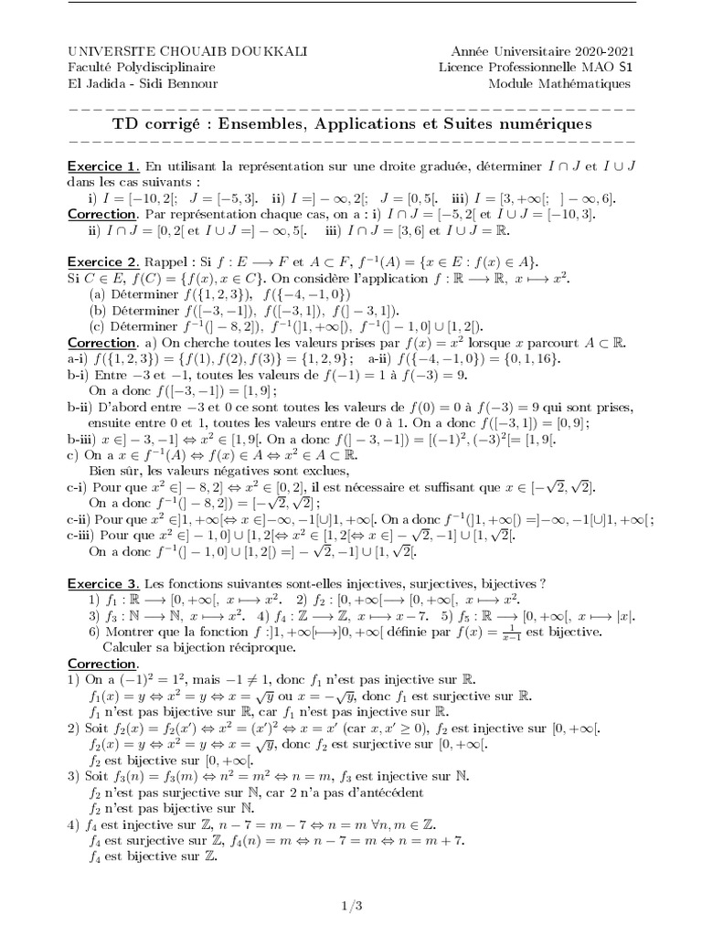 Td1 Maths s1 LP Mao Ucd 2020-2021 | PDF