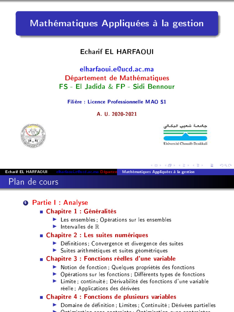 Cours2 - 2 Maths S1 LP MAO 2020-2021 | PDF