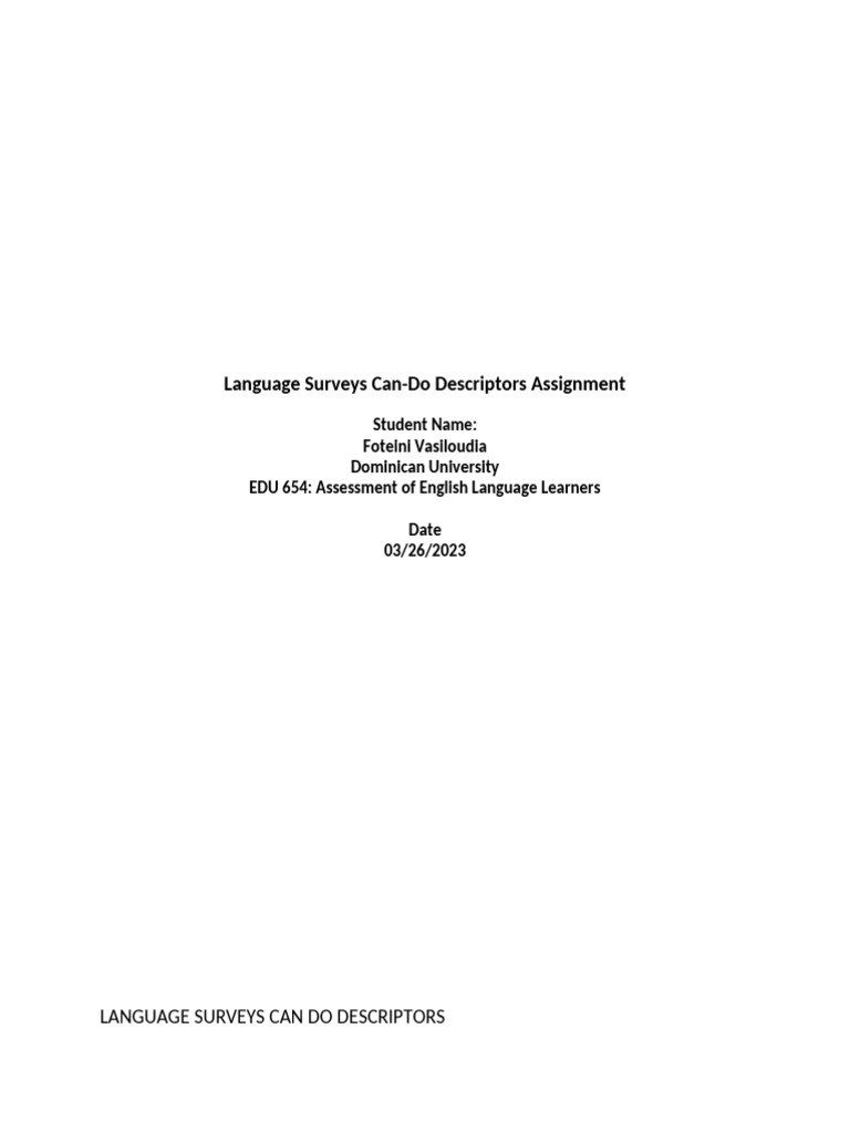 Language Surveys and Can Do Descriptors Template - March 2022-1 | PDF