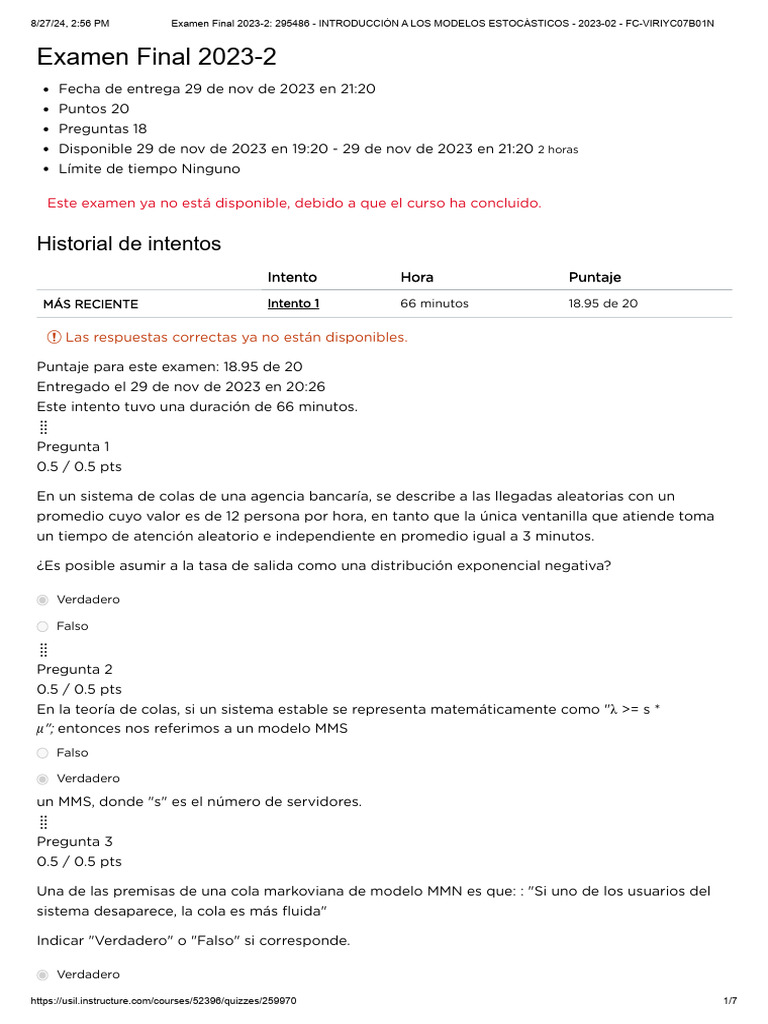 Examen Final 2023-2-295486 - Introducción A Los Modelos Estocásticos - 2023-02 - Fc-Viriyc07b01n ...