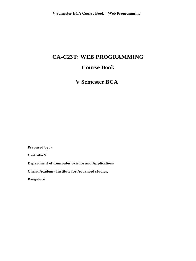 Course Book-WP-BCA-V SEM | PDF