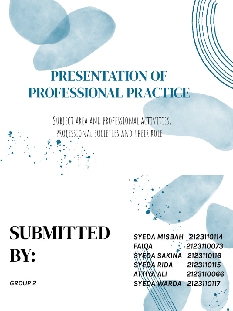 Presentation of Professional Practice: Subject Area and Professional ...