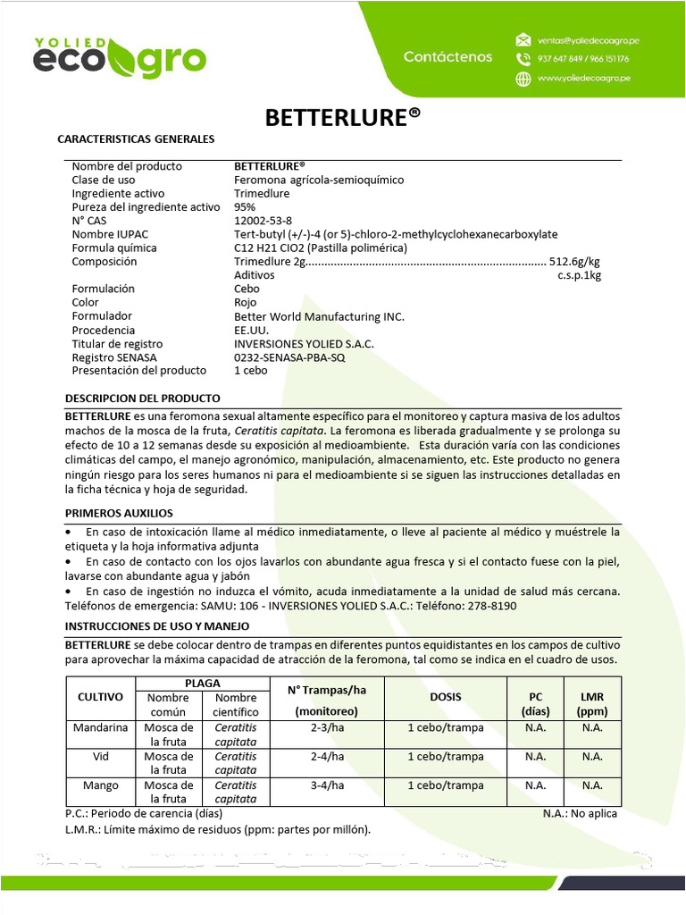 Ficha Tecnica Betterlure | PDF