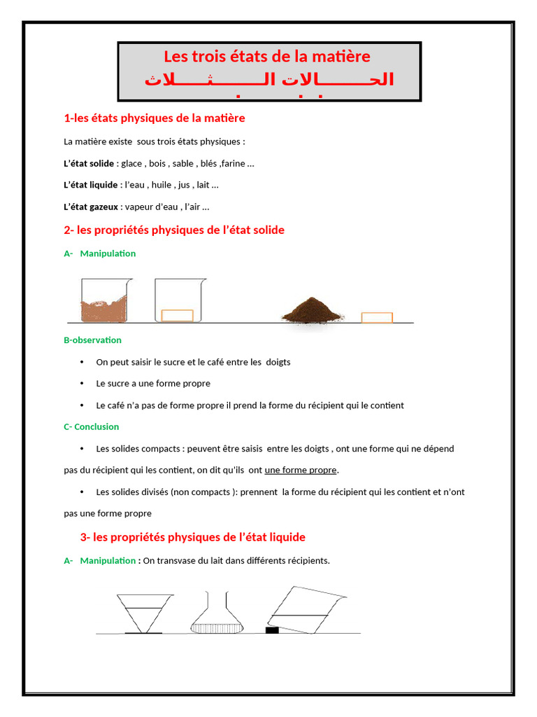 Cours 6 - LES ETATS PHYSIQUES DE LA MATIERE (WWW - Pc1.ma) | PDF