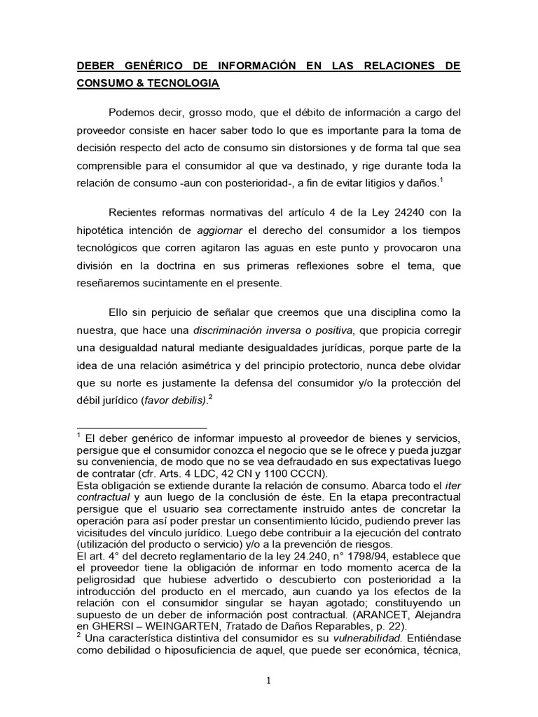 Deber de Información y Tecnología | PDF