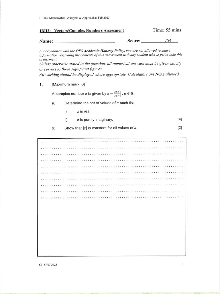 HL2 Vectors - Complex Nos 2023 (With MS) | PDF