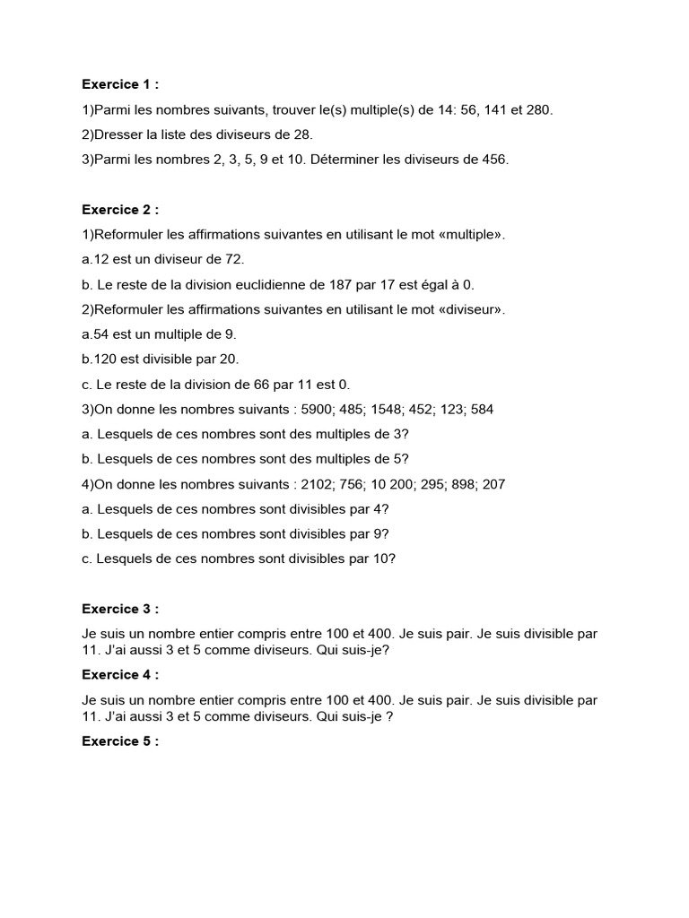 Division Et Nombres Premiers | PDF