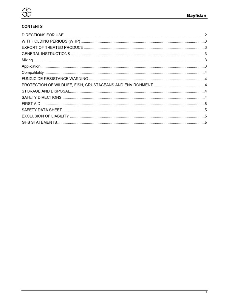 Bayfidan 250 EC Product Label | PDF