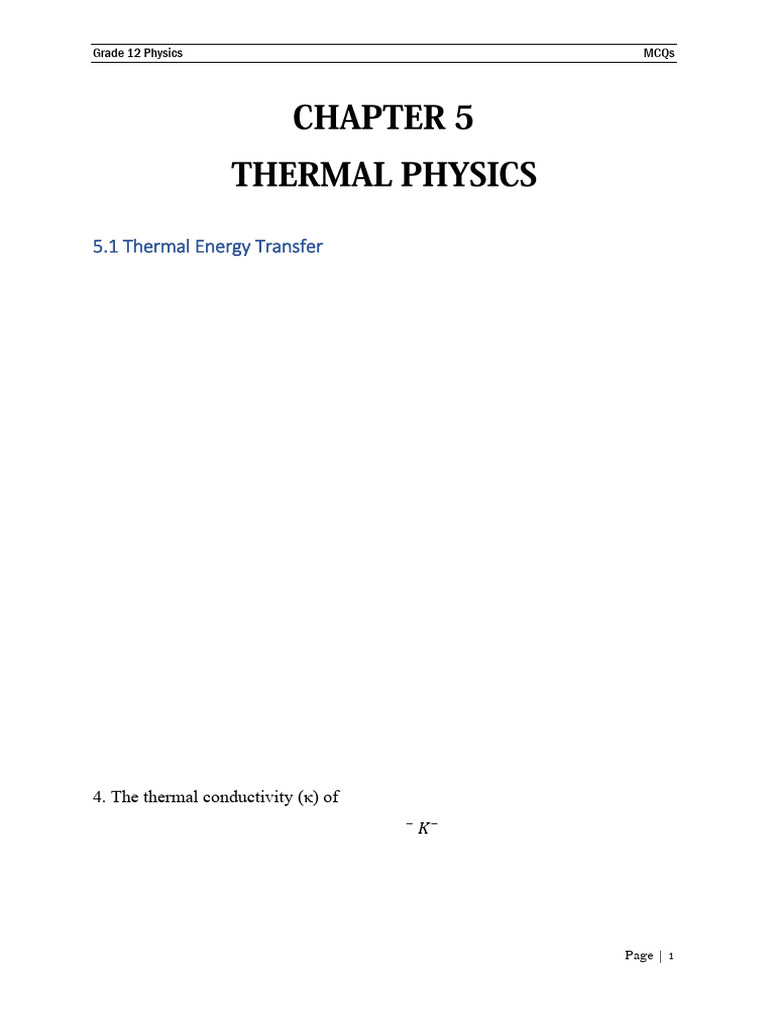 G-12 Physics Chapter-5 MCQs | PDF