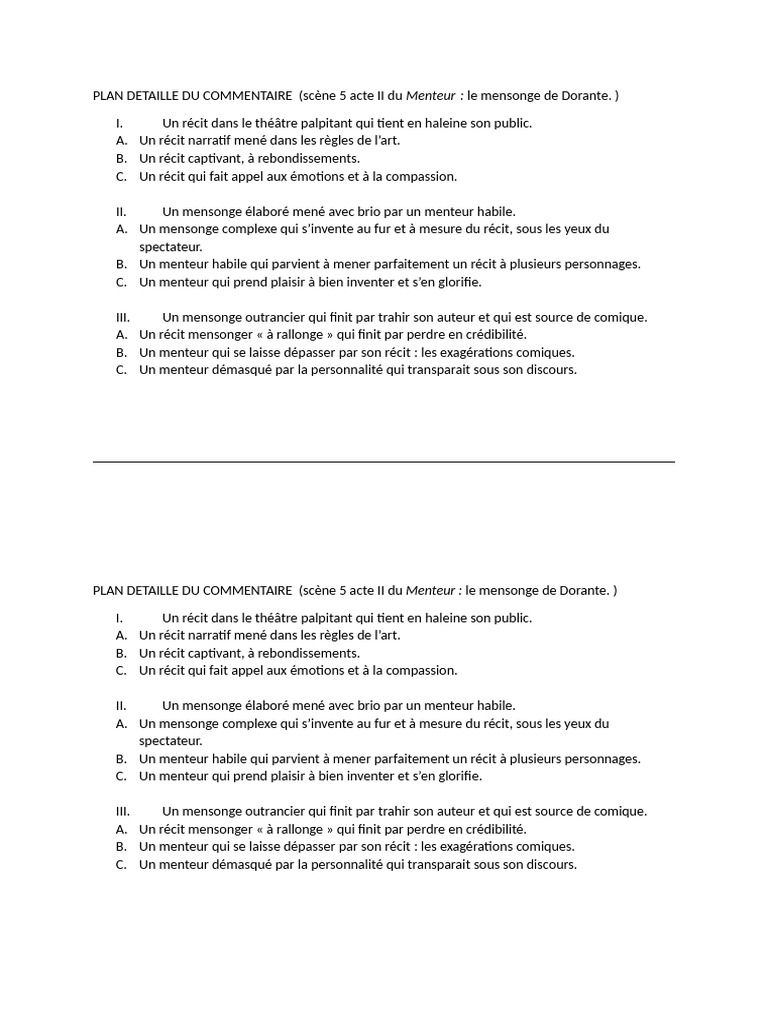 Plan Detaille Du Commentaire Fait en Classe | PDF