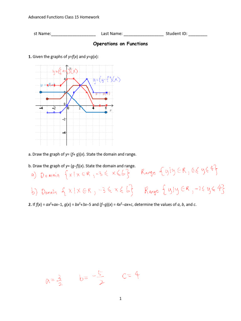 Class15 Advanced Functions HW Answer Key | PDF