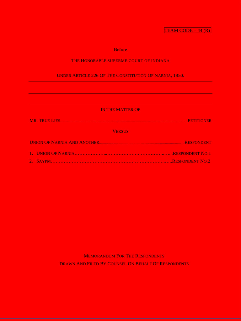 Respondent Memorial Sample | PDF