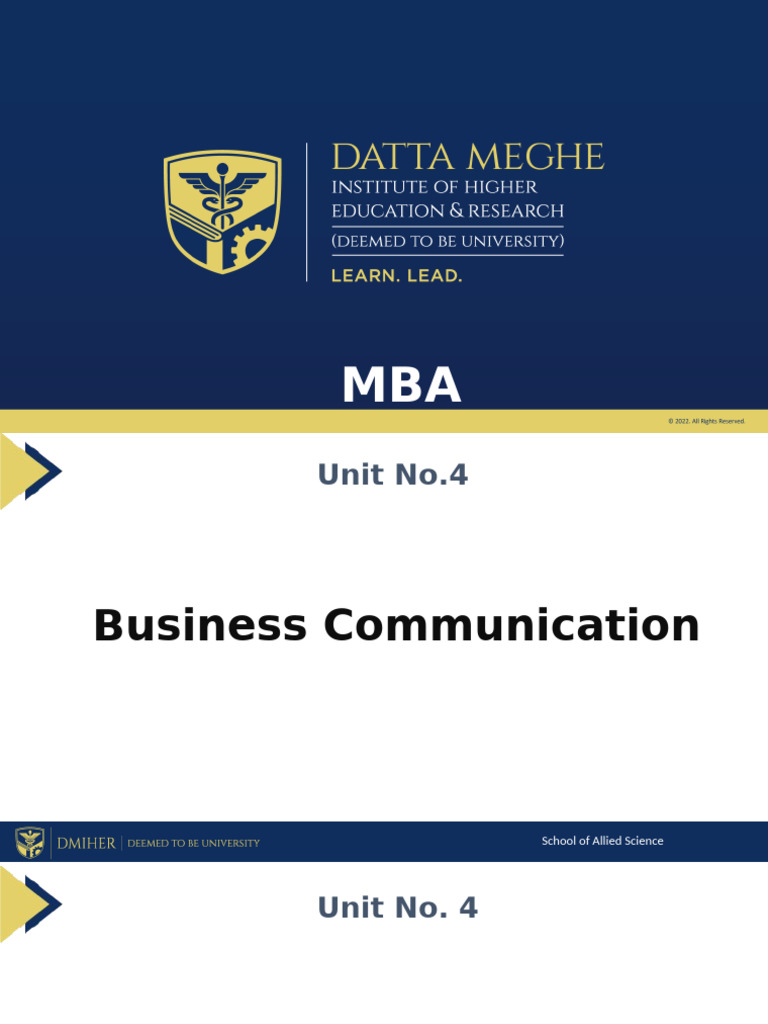 Business Communication MBA Unit 4 | PDF