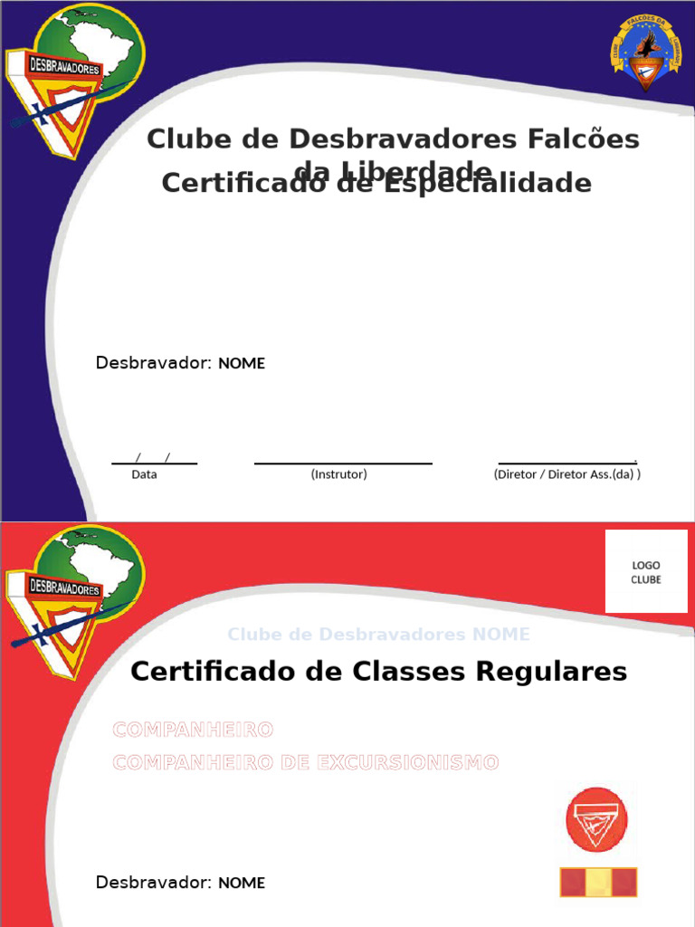 Modelos de Certificados Classes 2023 Padrao | PDF
