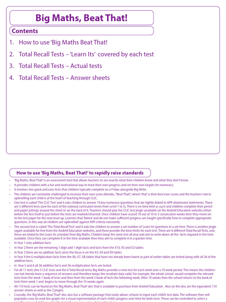 BMBT Learn Its Tests No Year Groups | PDF