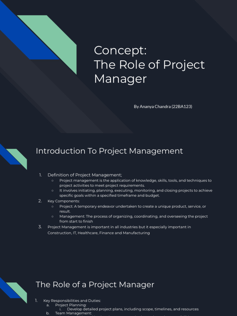Concept-Role of Project Manager | PDF