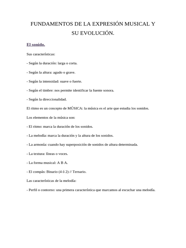 Fundamentos de La Expresión Musical y Su Evolución | PDF