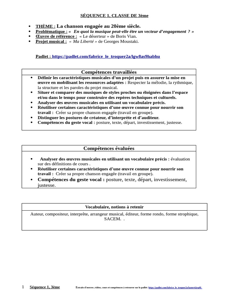 Comp Tences S Quence 1 3 Me | PDF