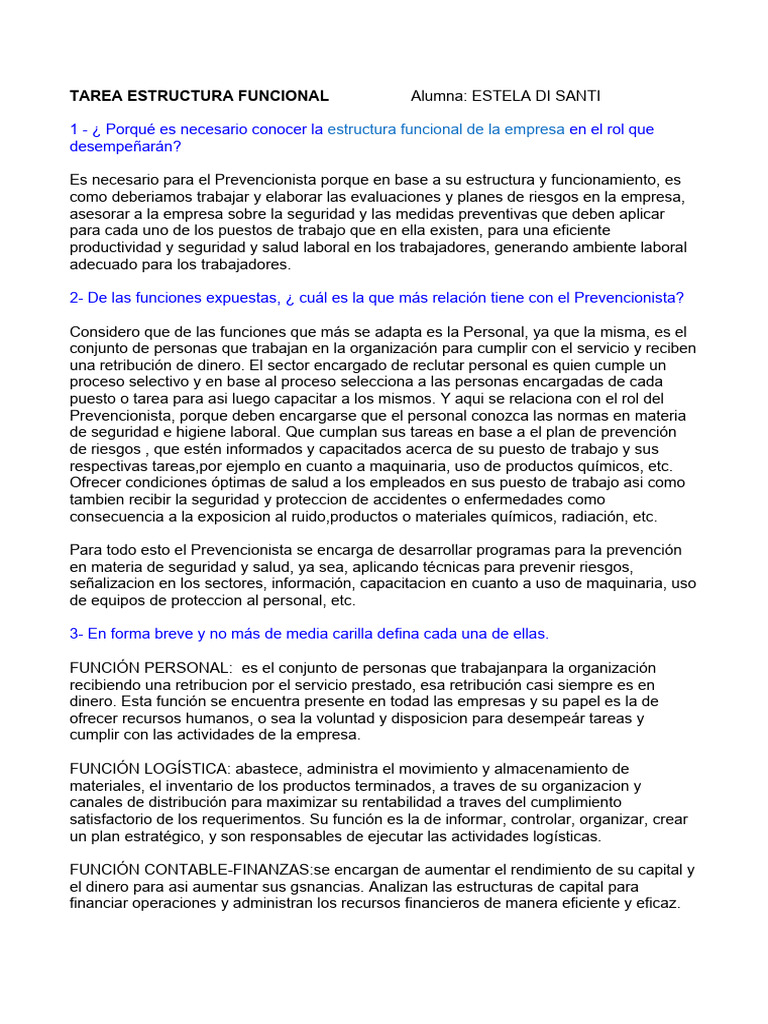 Tarea Estructura Funcional. Gestion | PDF