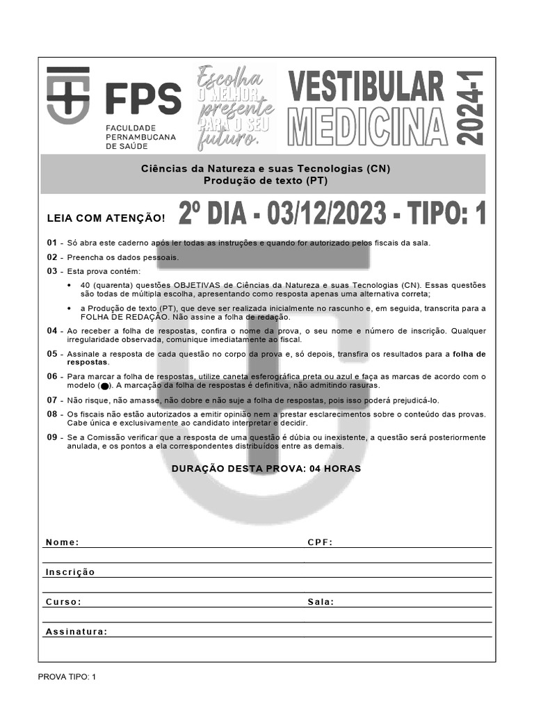 2o Dia Medicina Fps Tipo 1 | PDF