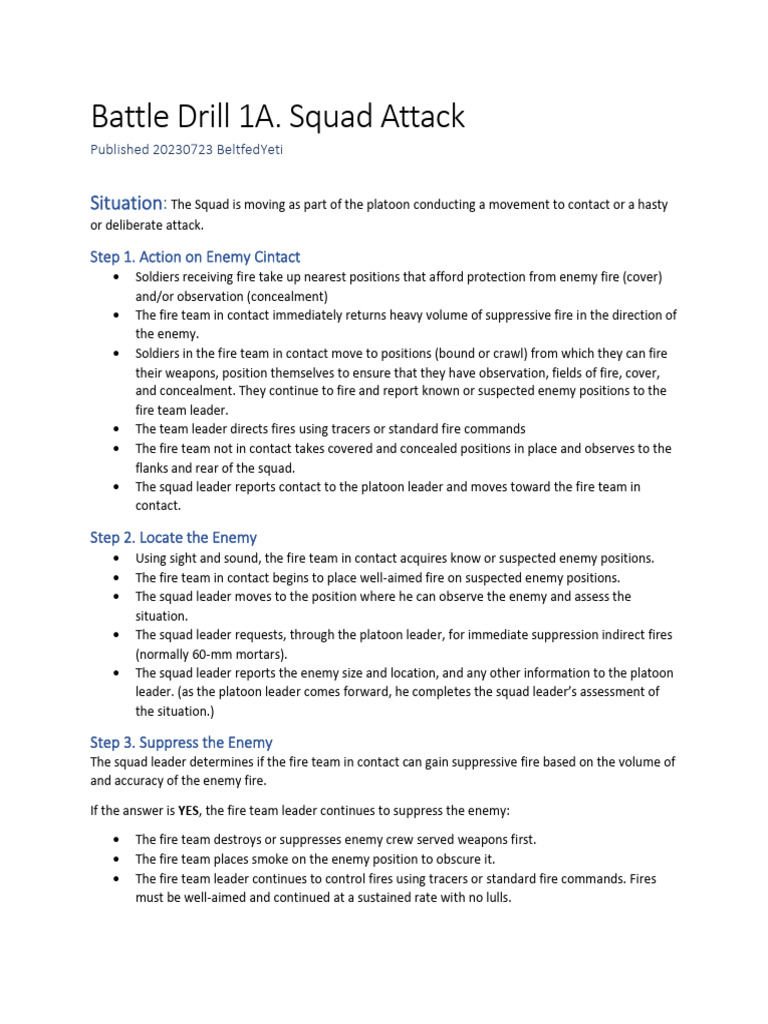 Battle Drill 1 1A Platton and Squad Attack | PDF