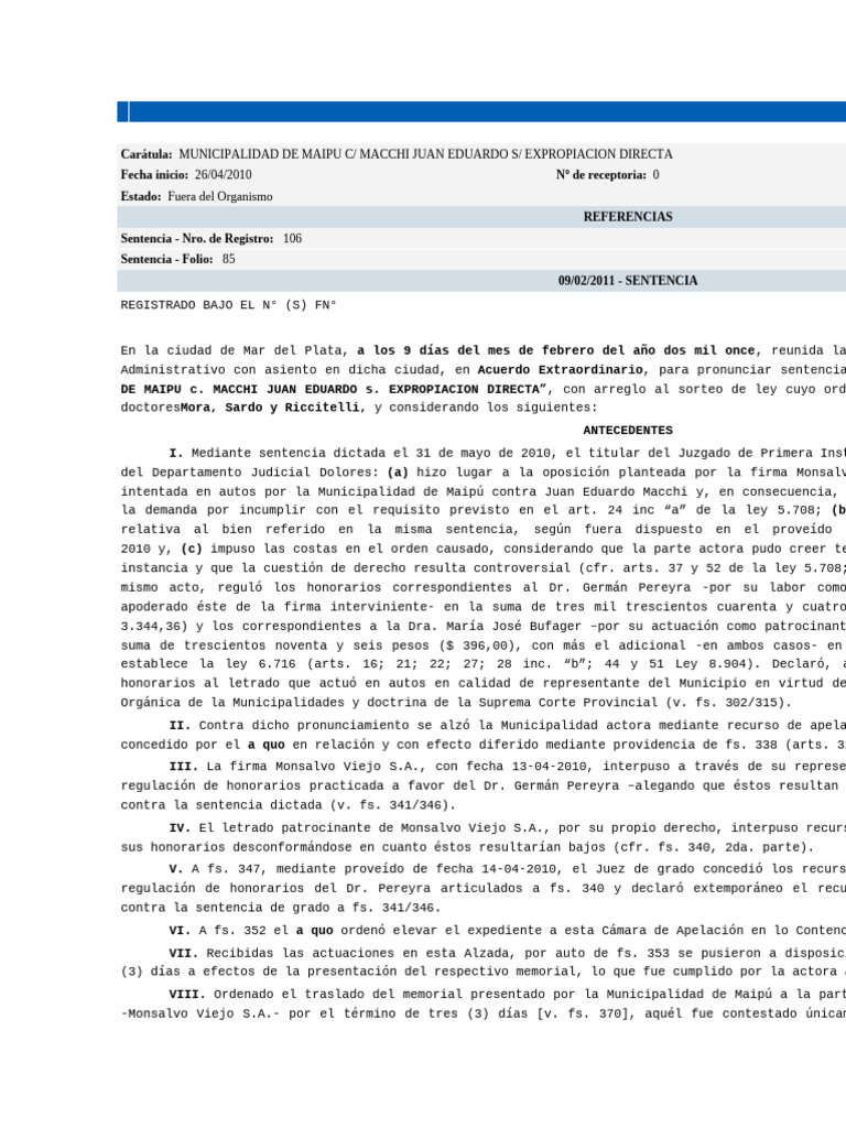 Causa Municipalidad de Maipu - Cam. Cont. Adm Mar Del Plata - Ordenanzas | PDF