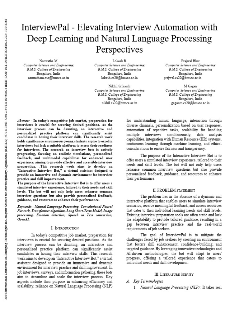 InterviewPal - Elevating Interview Automation With Deep Learning and Natural Language Processing ...