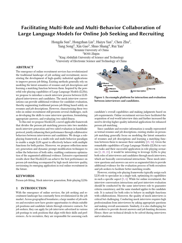 Facilitating Multi-Role and Multi-Behavior Collaboration of Large Language Models For Online Job ...