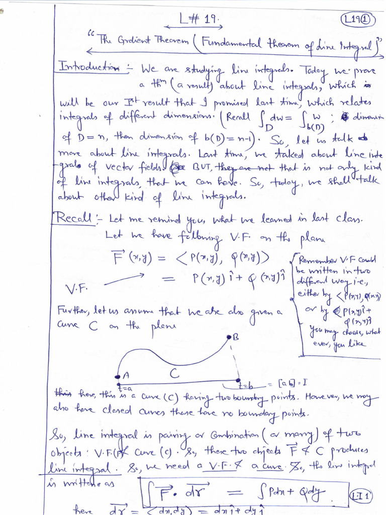 Gradient Theorem (Fundamental Theorem of Line Inegral) | PDF