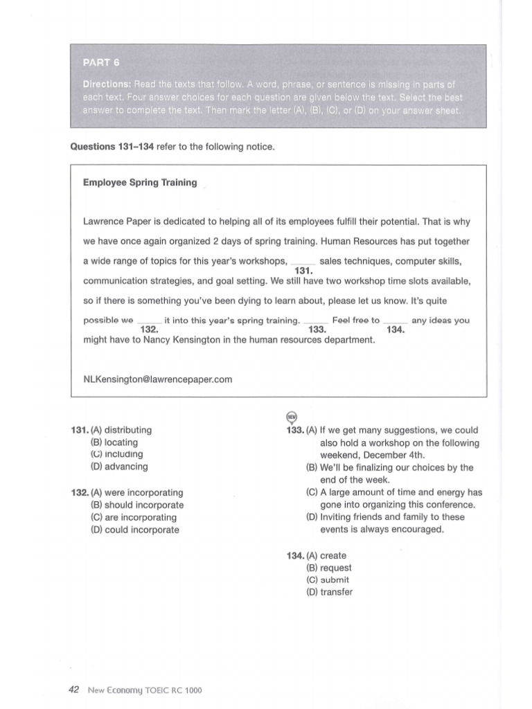 TOEIC Reading Part 6 | PDF