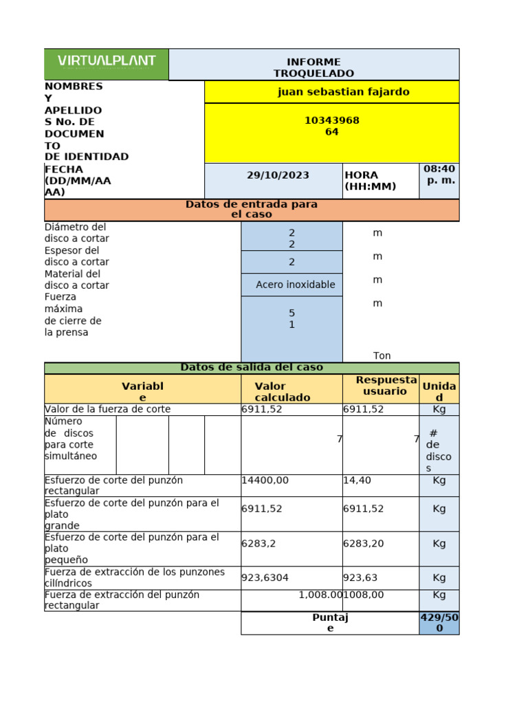 Reporte Final Procesos Industriales-Juan Sebastian Fajardo | PDF
