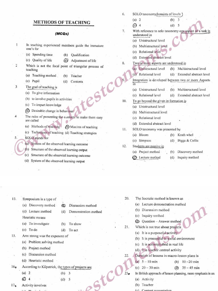 Methods of Teaching MCQs | PDF