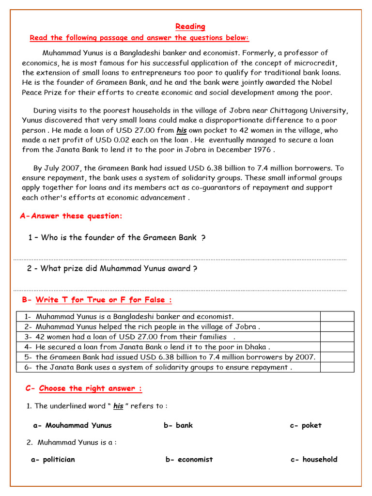 Reading Comprehension 2 | PDF