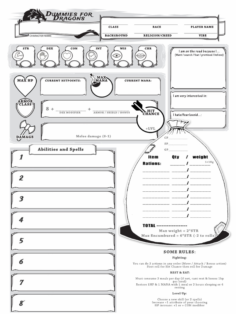 MK3 - Character Sheet - Dummies For Dragons | PDF