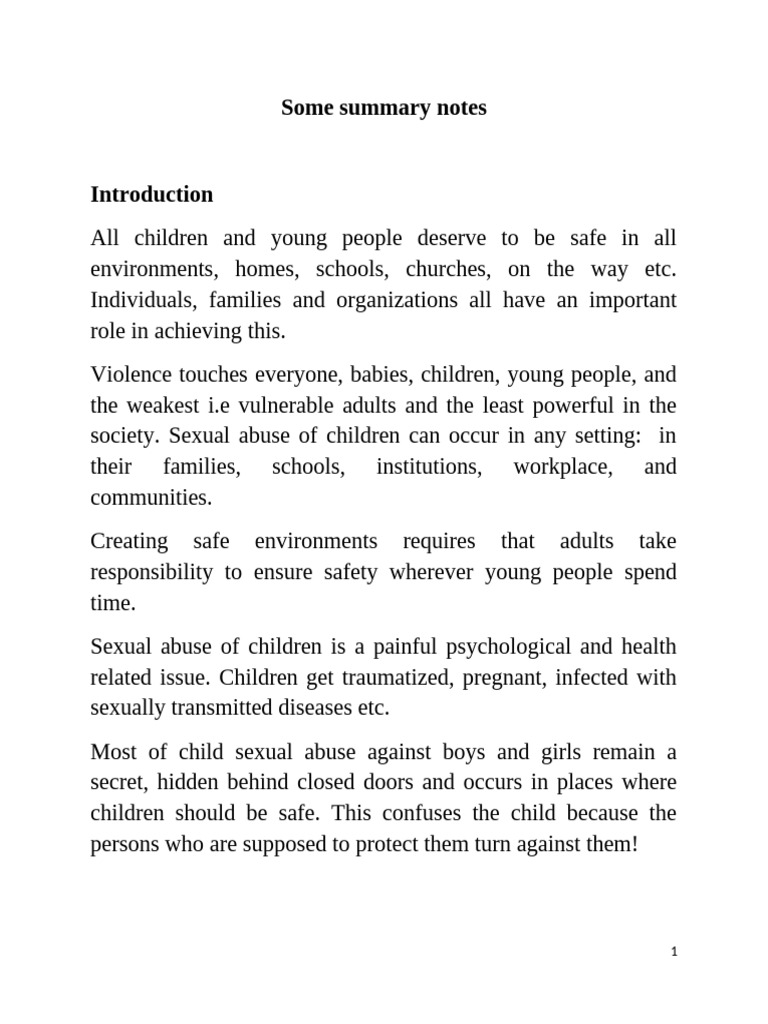 Child Protection Summary Notes | PDF