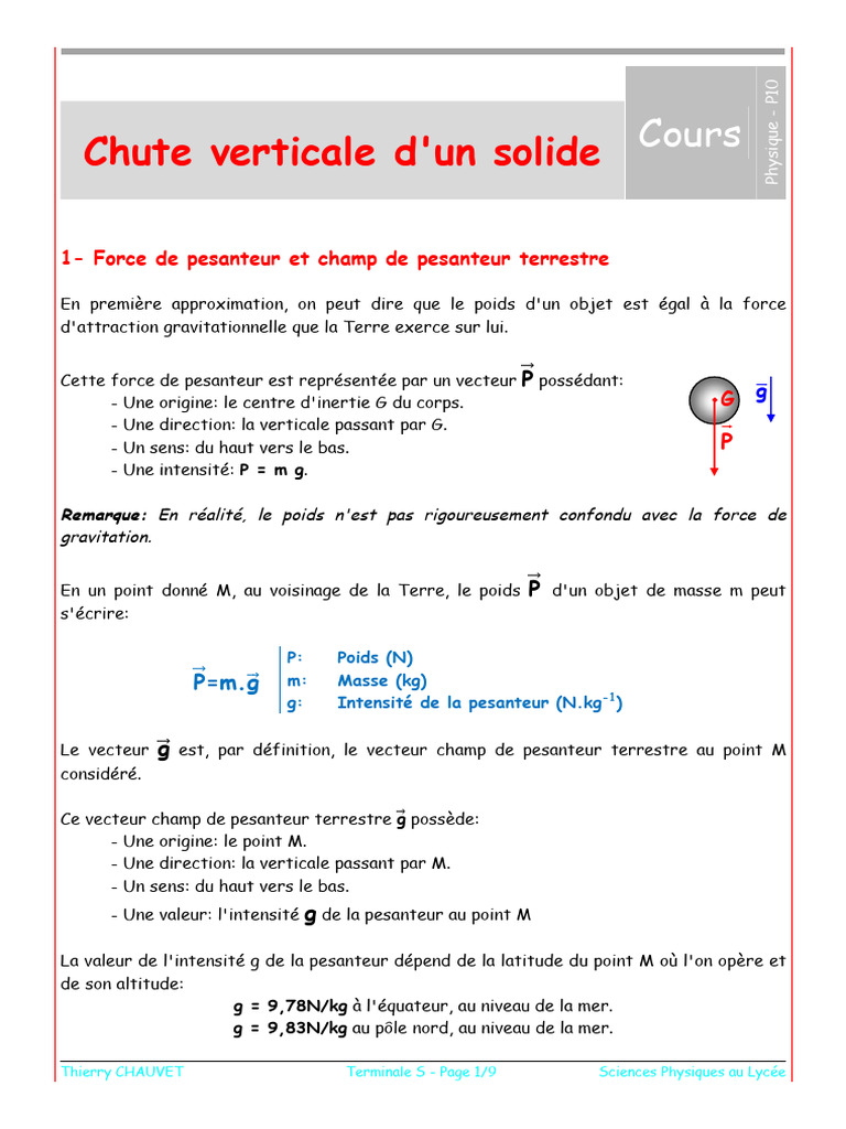 Cours-TS-P10 - Chute Verticale D Un Solide | PDF