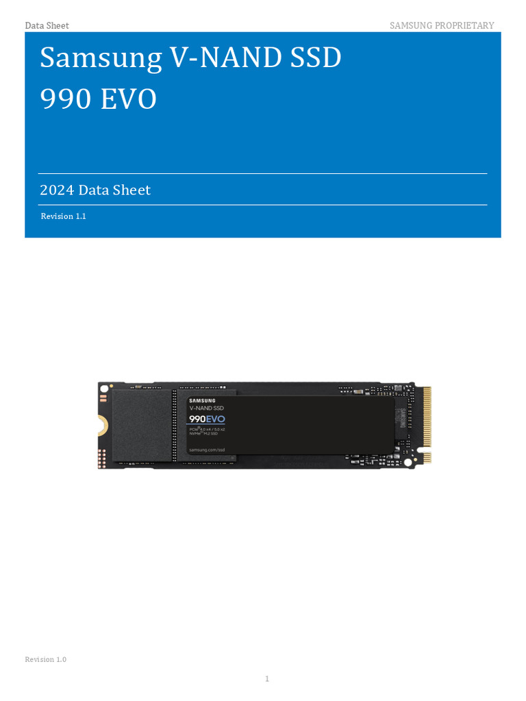Samsung Nvme SSD 990 Evo Datasheet Rev.1.1 | PDF