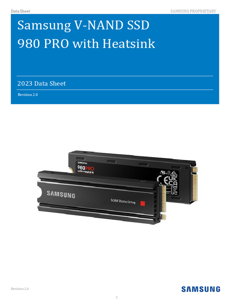 Samsung NVMe SSD 980 PRO With Heatsink Datasheet Rev 2.0 | PDF | Solid ...