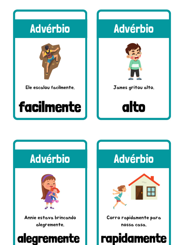 Adverbs of Manner Blue Illustrative English Flashcards | PDF