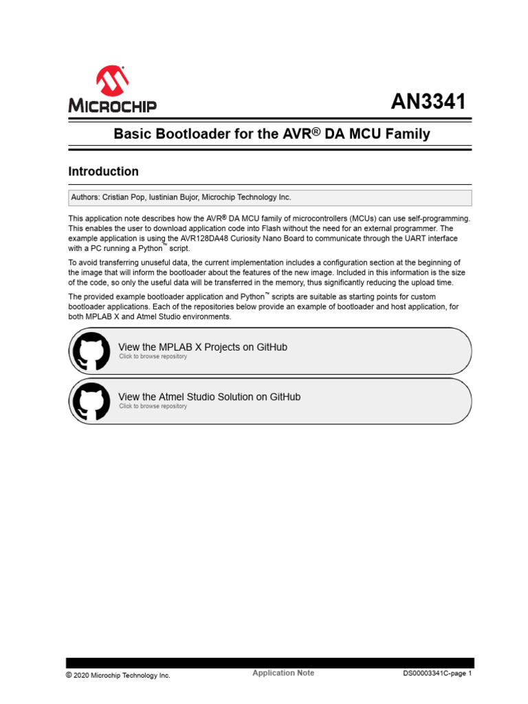 Basic Bootloader For AVR MCU DA Family DS00003341C | PDF | Booting | Computers