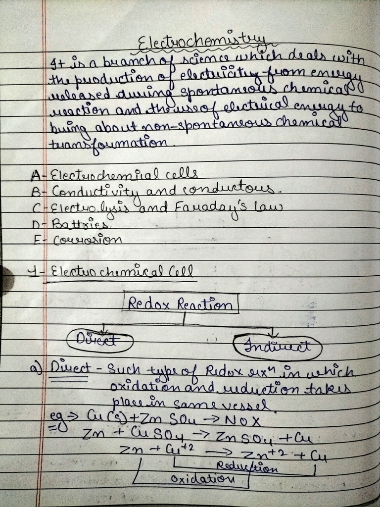 Electrochemistry Notes | PDF