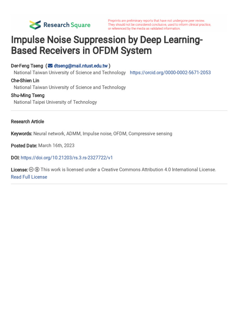 Impulse Noise Suppression by Deep Learning-Based R | PDF